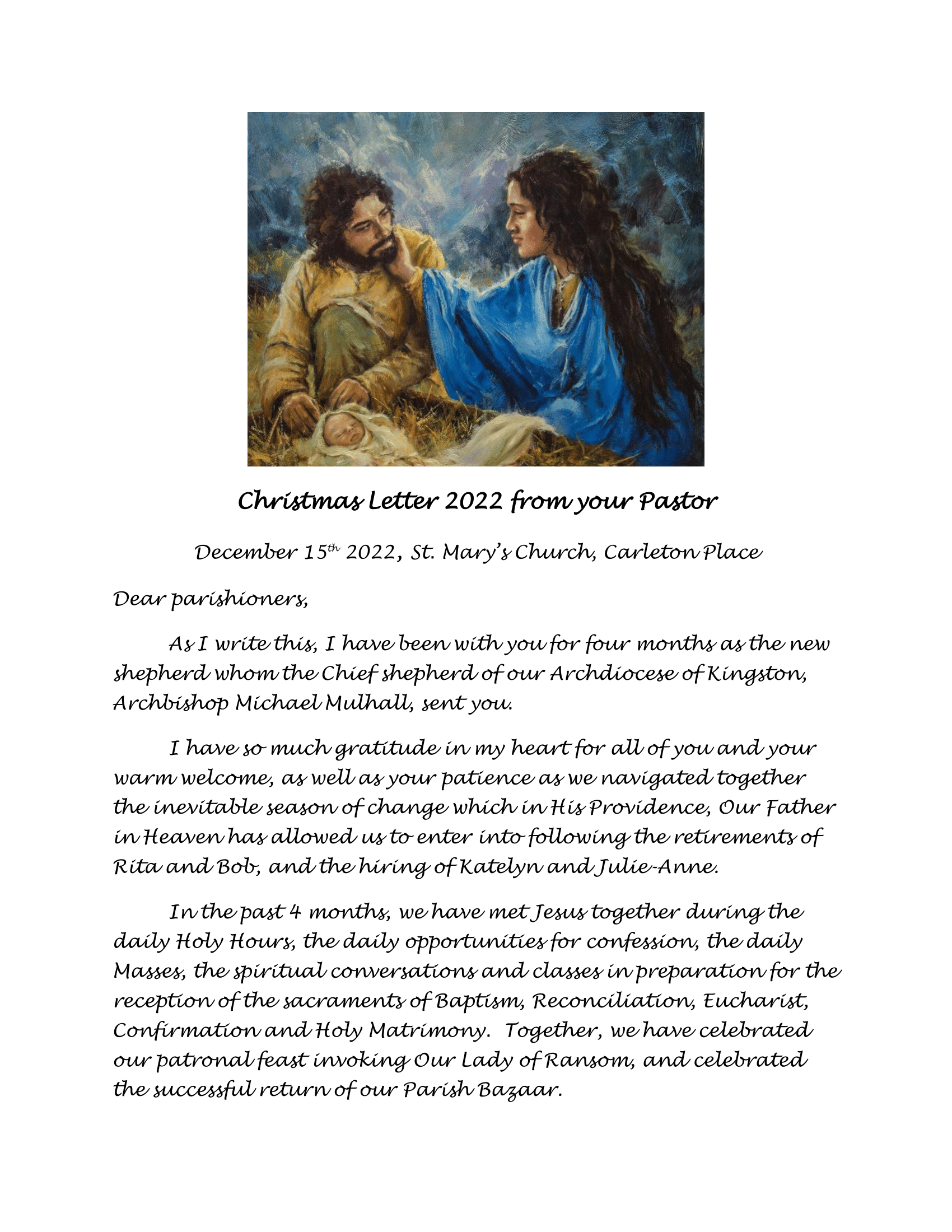 Pastor’s Letters – St. Mary's Catholic Church